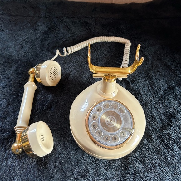 Accents | Vintage Cream And Gold Rotary Phone | Poshmark